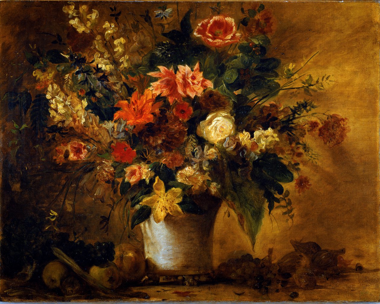 Flowers and Fruits by Ferdinand Victor Eugene Delacroix