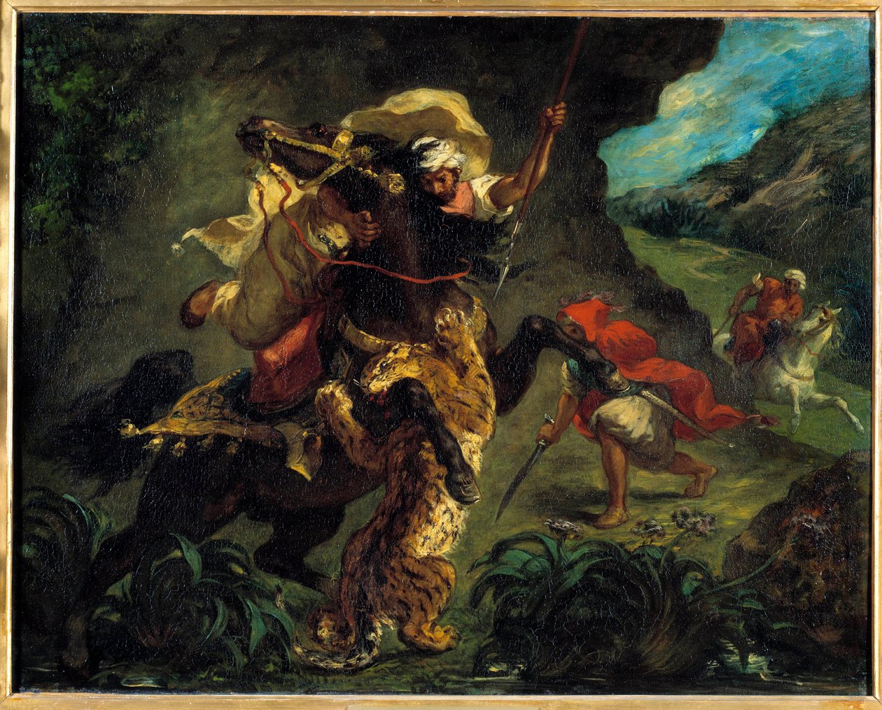 Orientalism: The tiger hunt. Painting by Eugene Delacroix. 1854. Paris ...