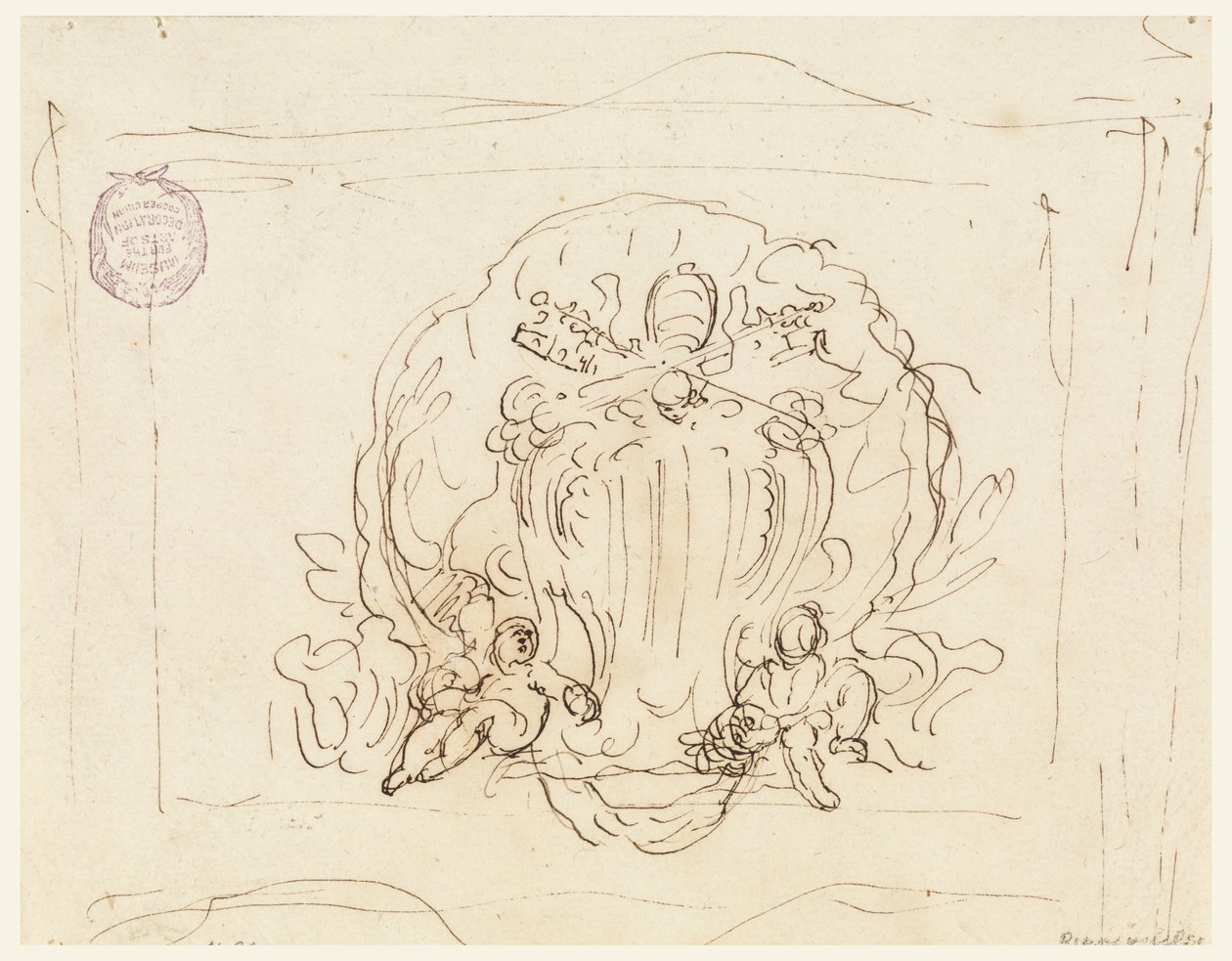 Tablet bearing the coat of arms of Pope Benedict XIV with shell as ...
