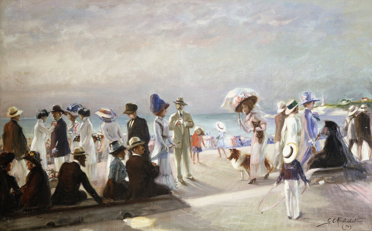 Beach Scene by Firmin-Marcelin Michelet: Fine art print