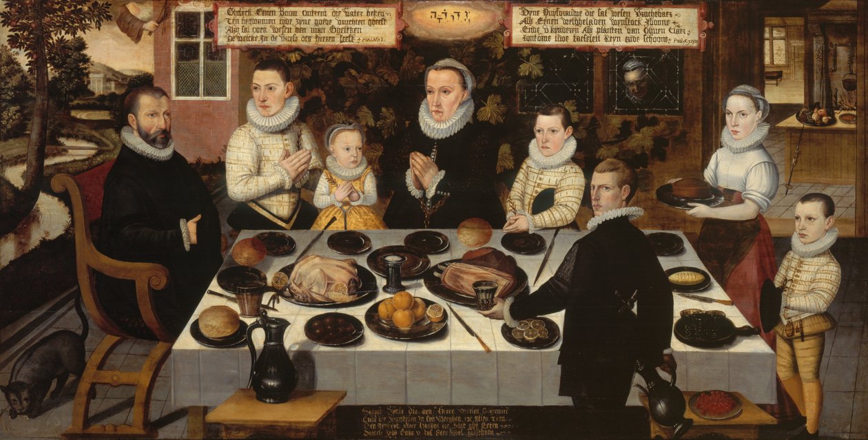 A Protestant Family during Dinner by Flemish School