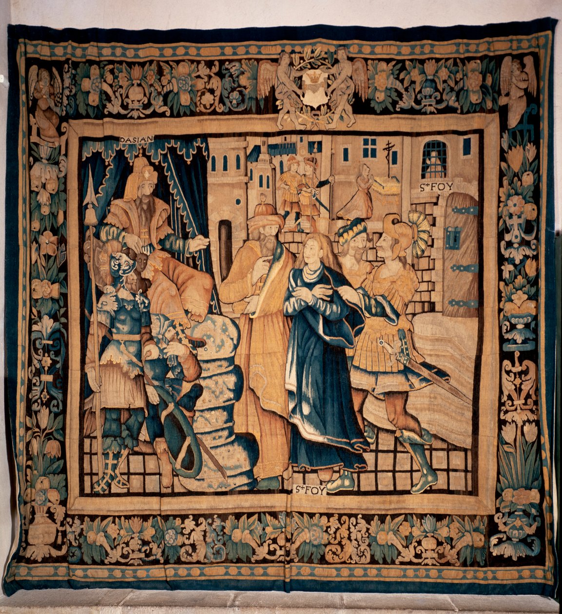 Conques museum treasury. Flemish tapestry. History of Sainte Foy. 16th ...