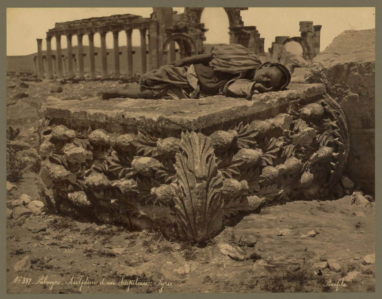 A view of the Grand colonnade, Palmyra, c.1875