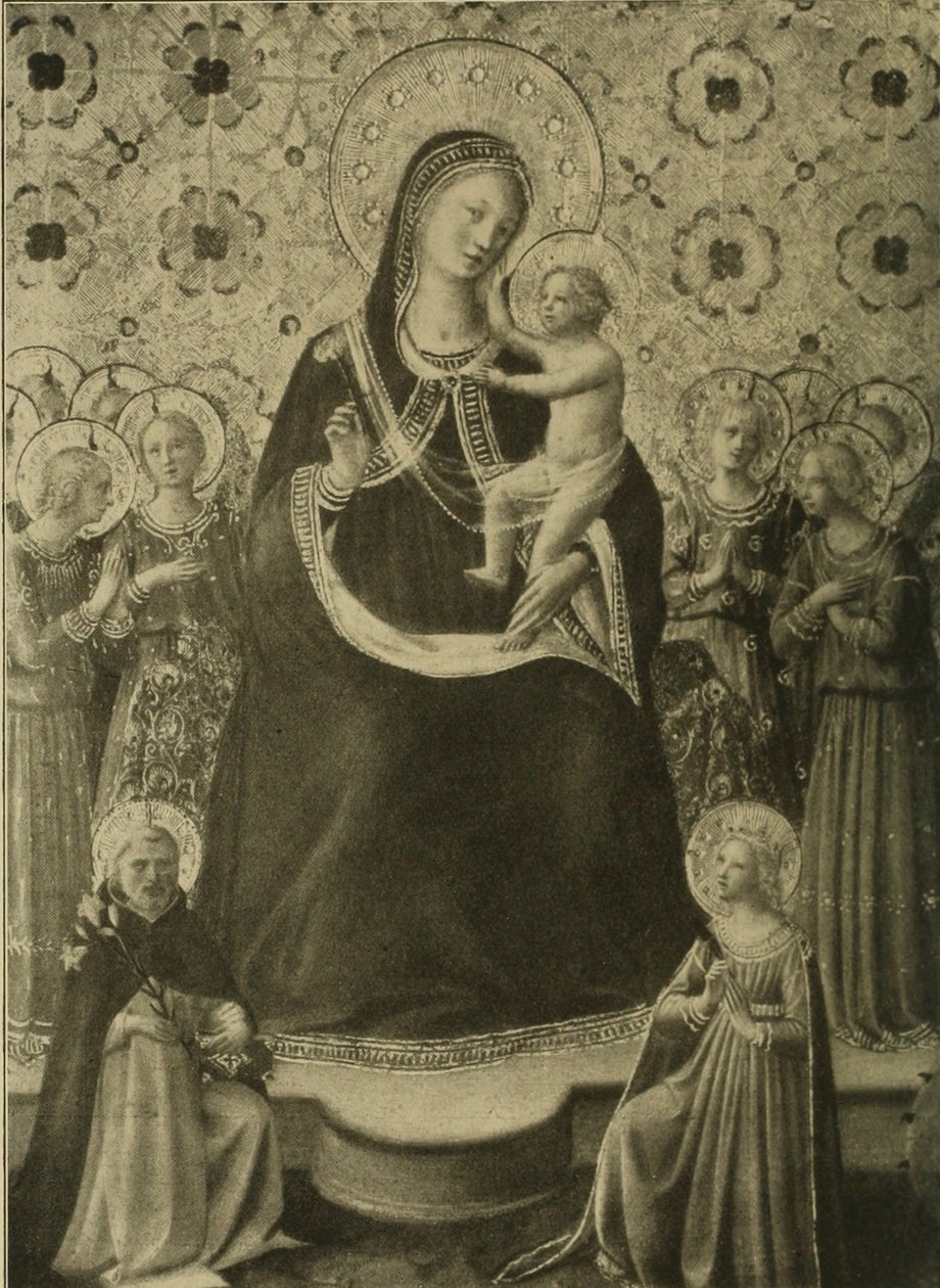 Madonna and Child Enthroned with Nine Angels and Saints Dominic and ...