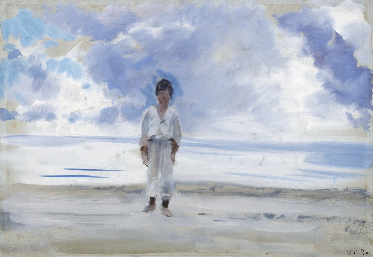 Boy on sea shore by Francesco Paolo Michetti
