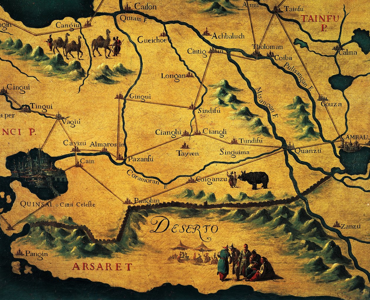 Marco Polo's Route Across Eastern Deserts, Map of Tartary