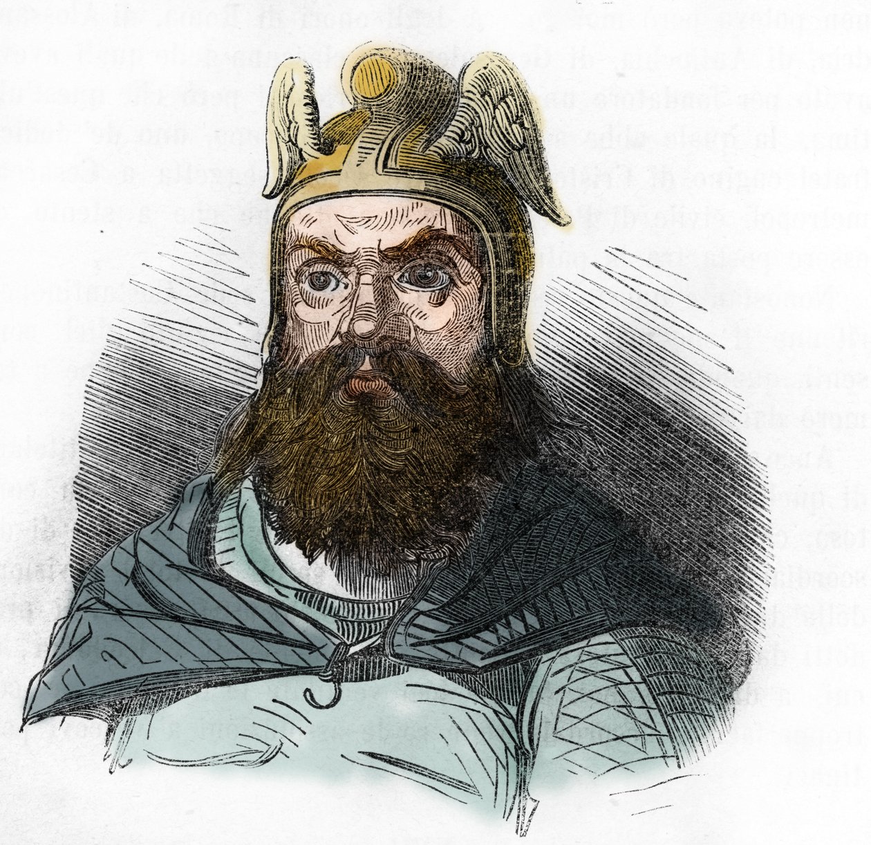 Portrait of Attila, King of the Huns, drawing from 'I misteri del ...