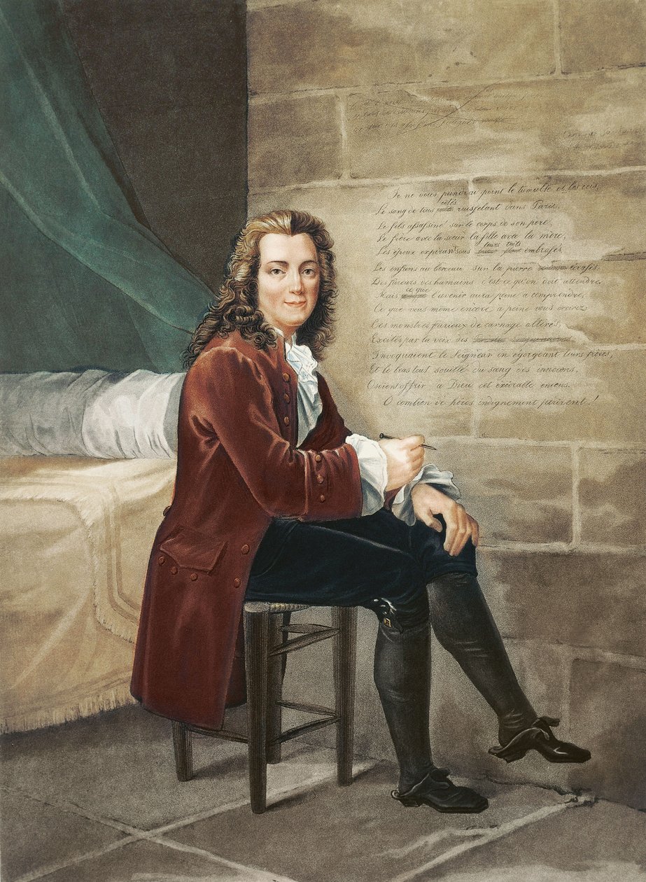 Voltaire Imprisoned in the Bastille Writing the La Henriade in 1728