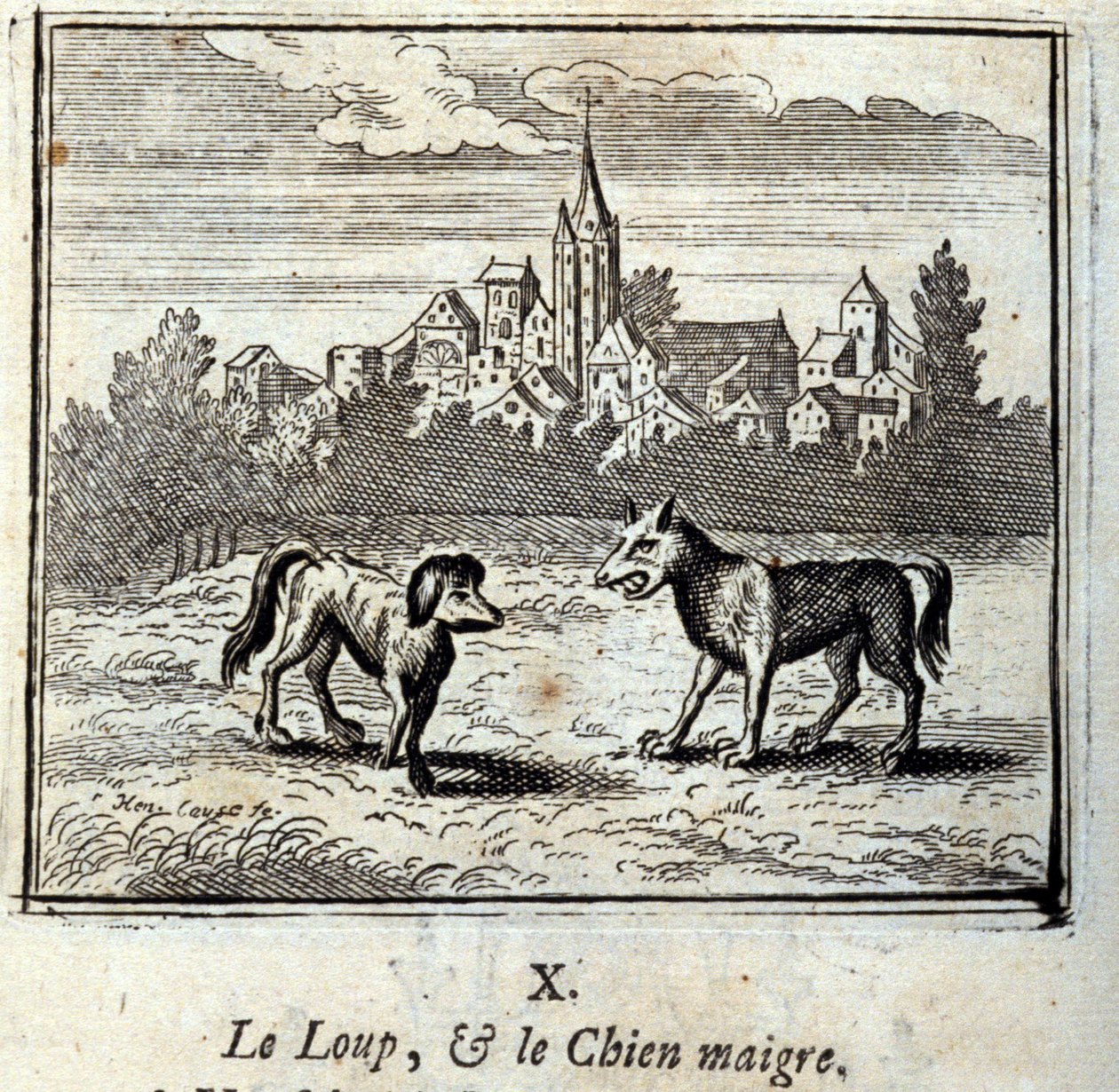 The Wolf and the Lean Dog by Francois Chauveau