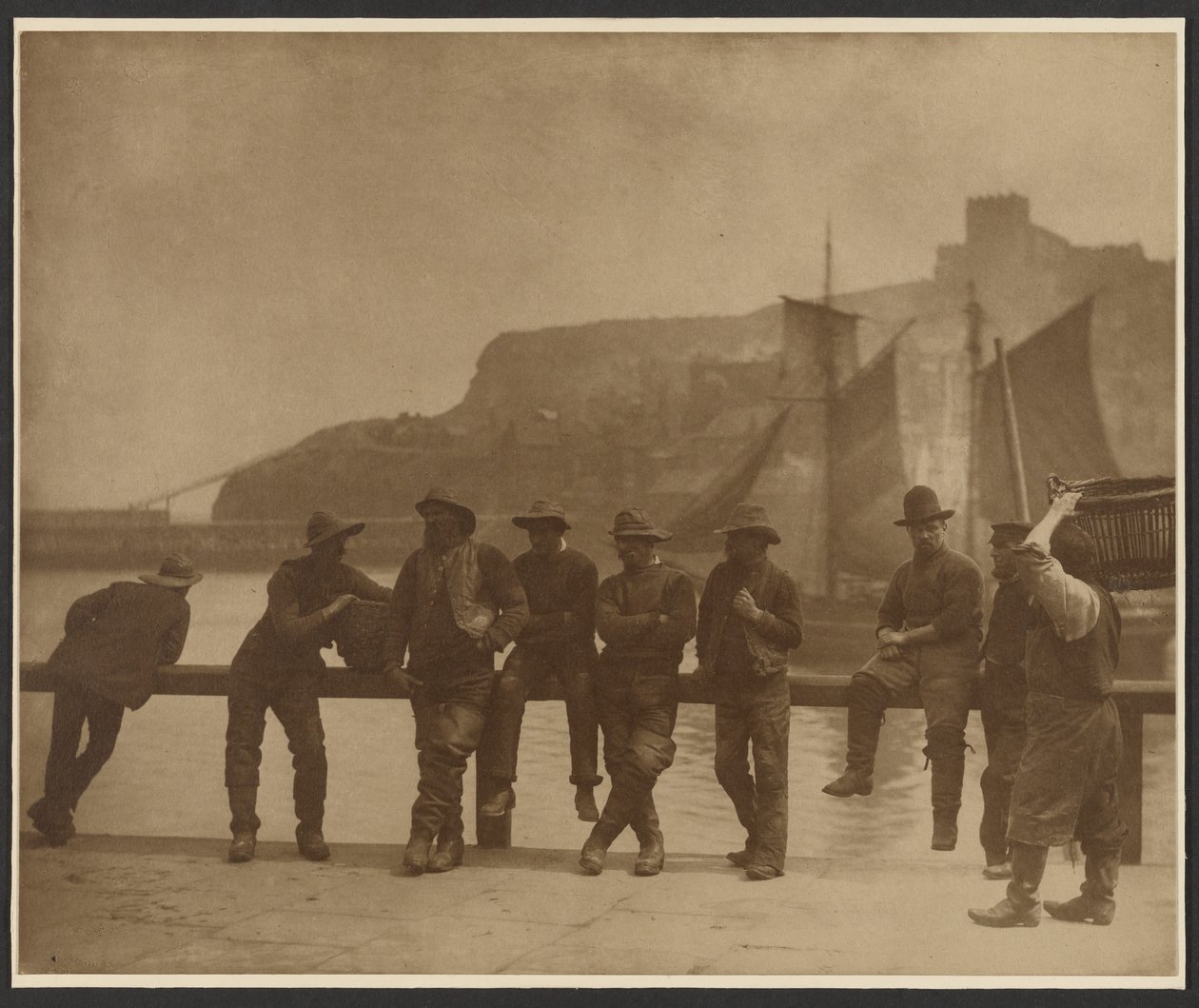 Whitby Fishermen on the Pier Fence by Frank Meadow Sutcliffe