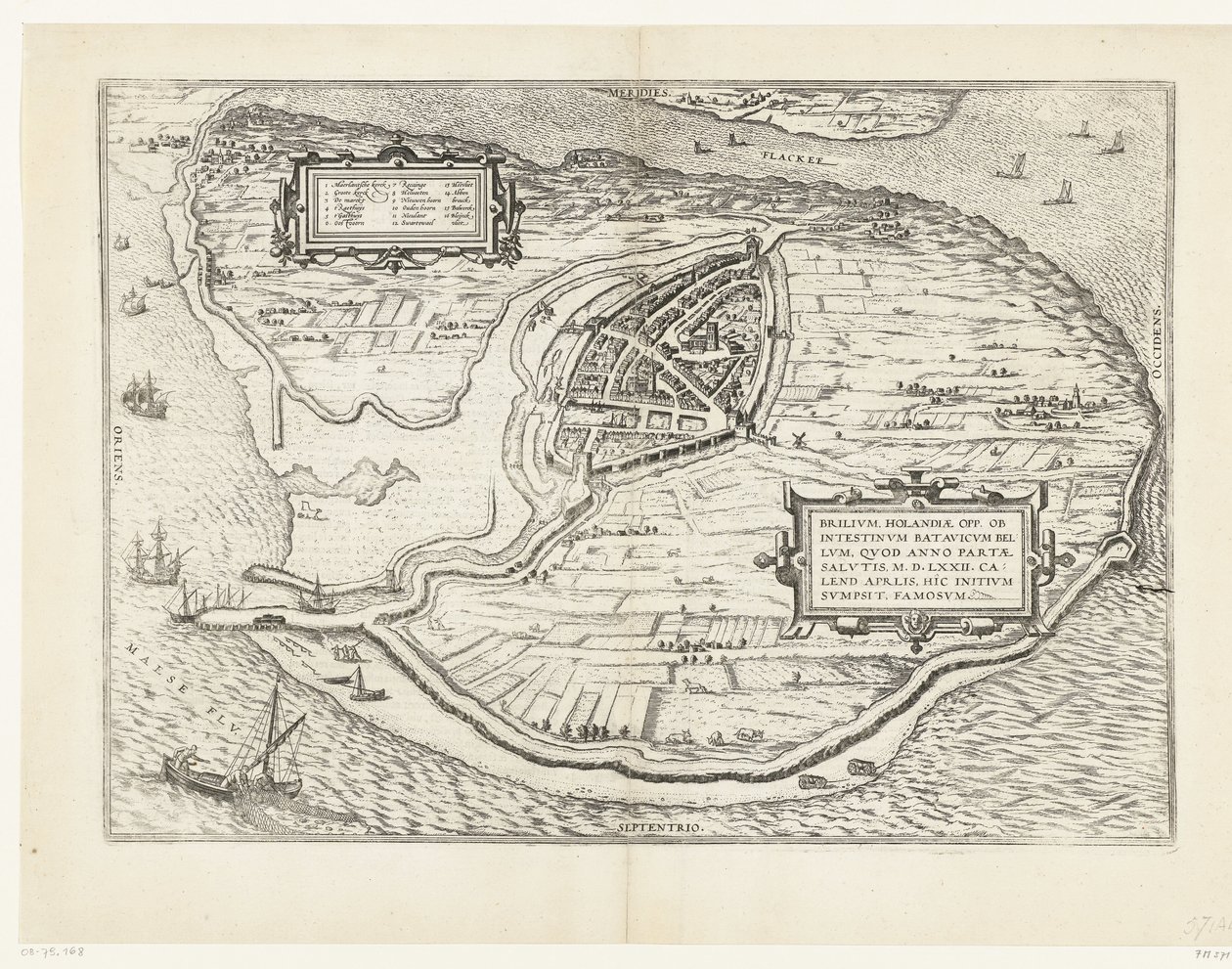 Map of the Island of Voorne and Plan of Brielle, 1572