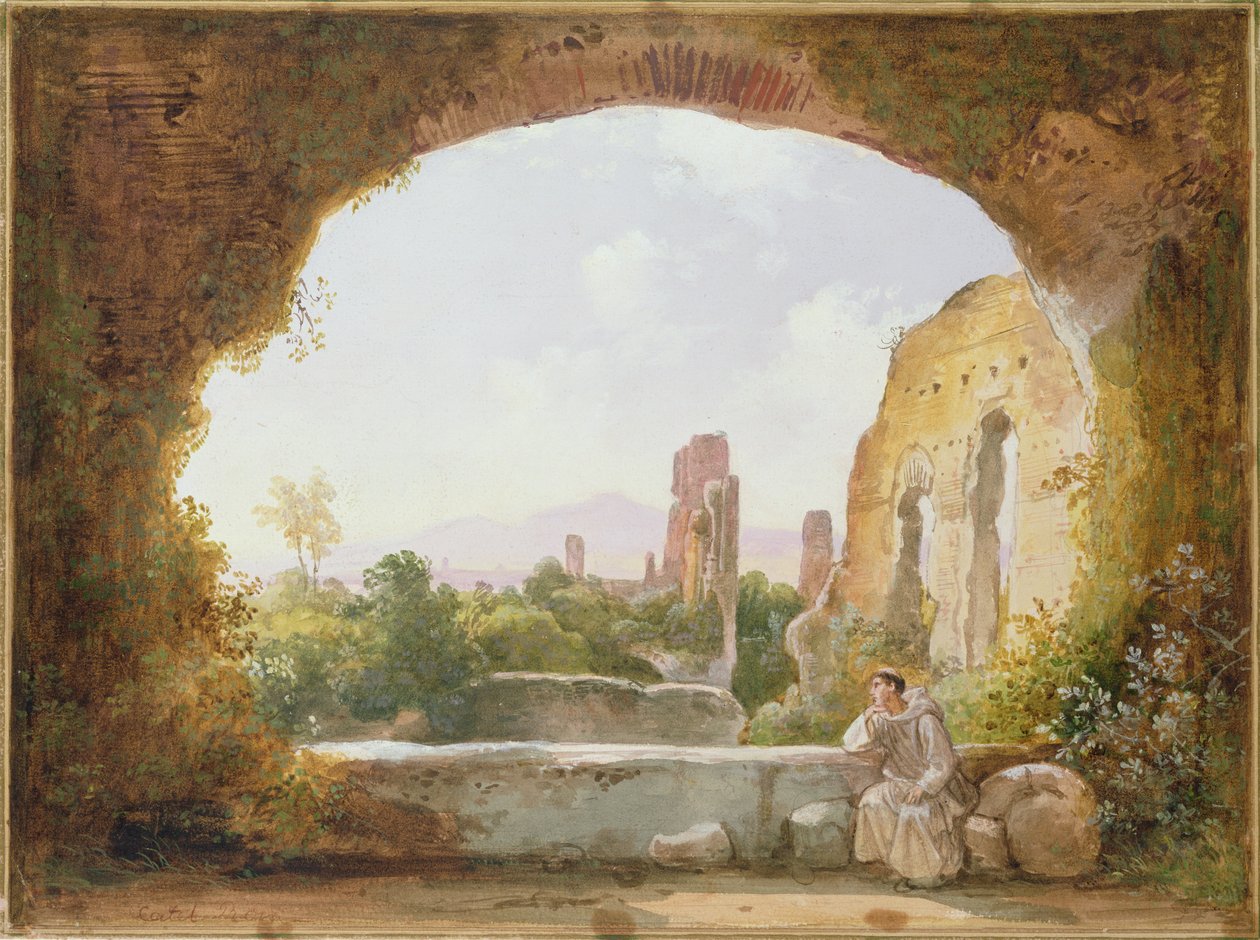 The Grotto of Egeria by Franz Ludwig Catel: Fine art print