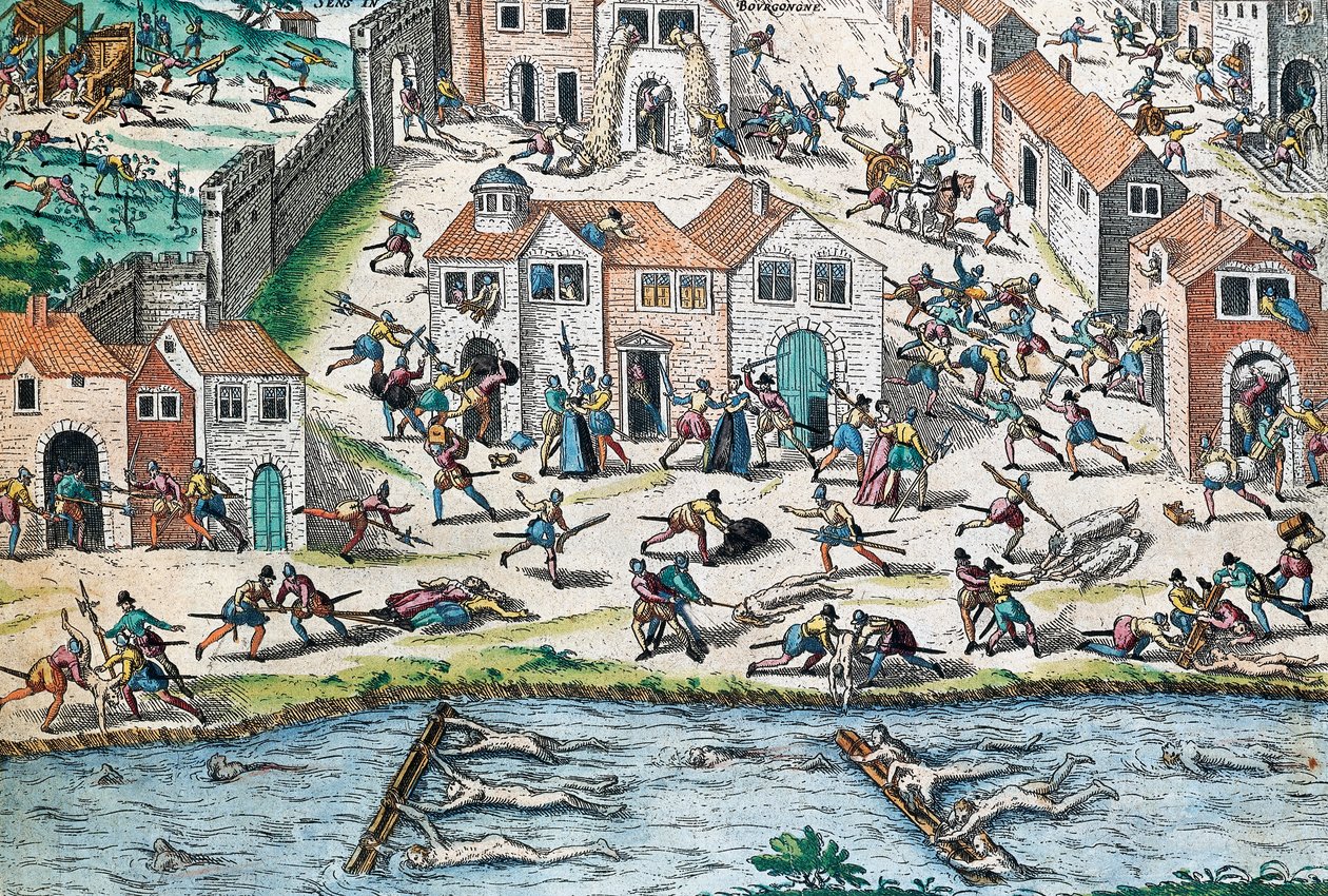 Scene from French Wars of Religion, engraving