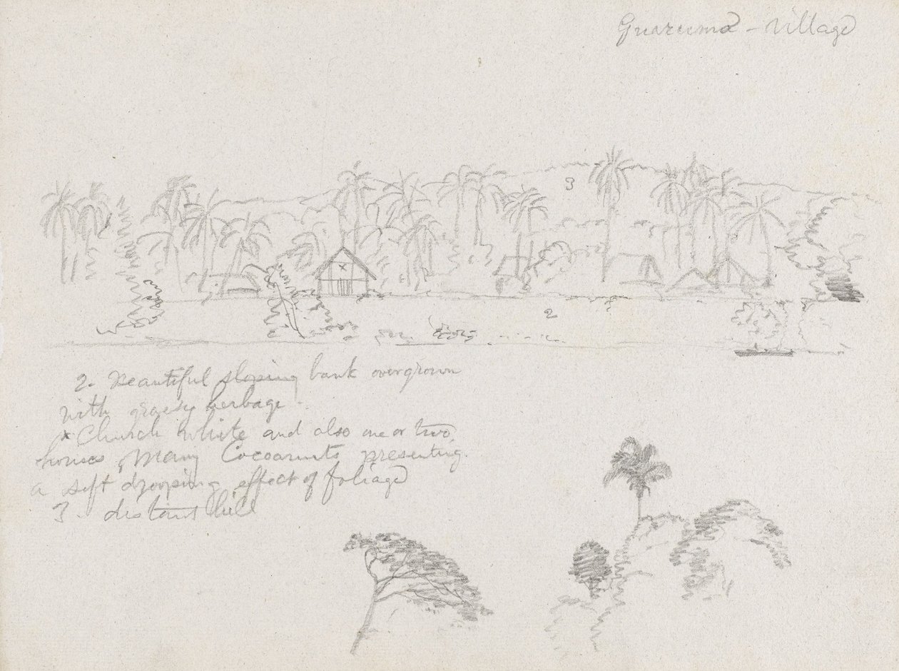 Drawing. Sketches. The Village Guarumo, Probably in Colombia.