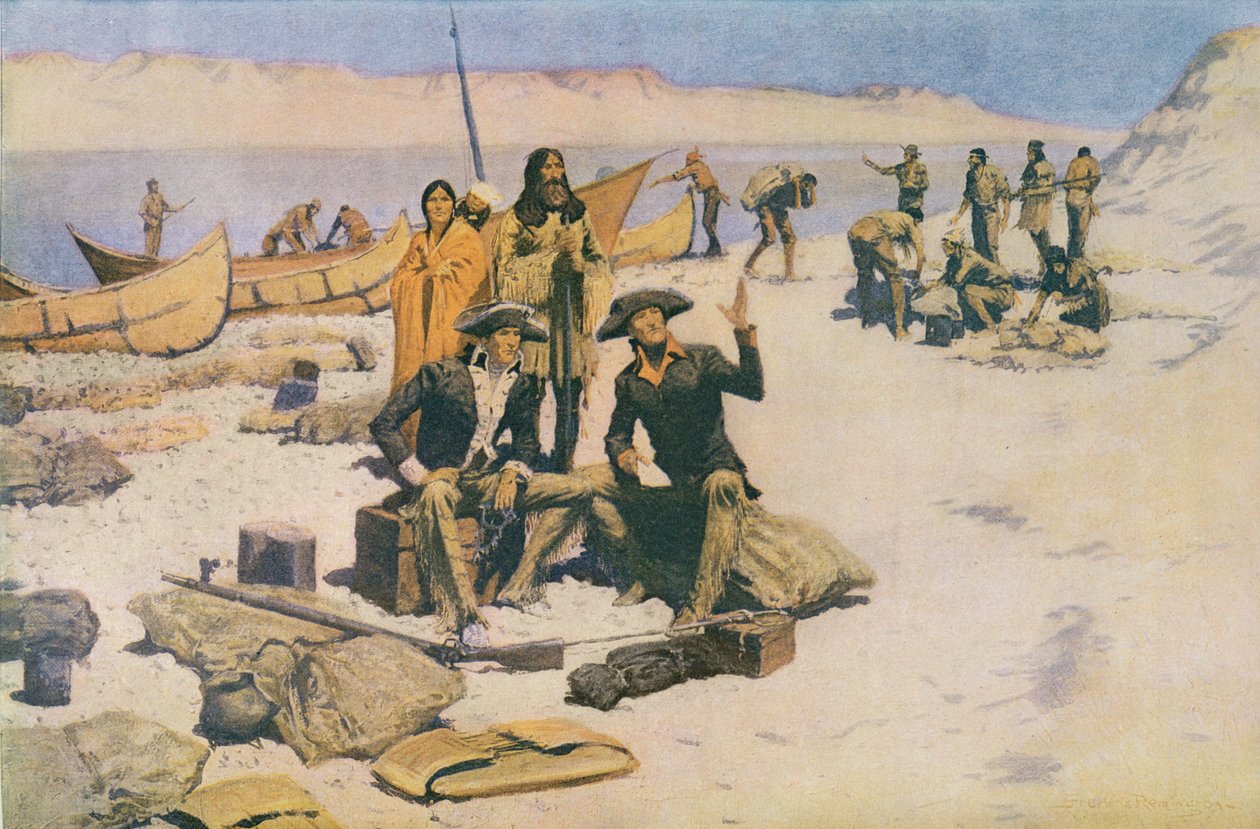 Lewis and Clark at the Mouth of the Columbia River, 1805, from 'Collier ...