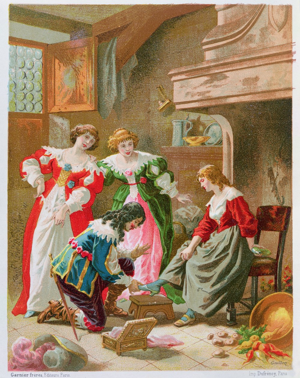 Cinderella Trying on the Glass Slipper, from 'Les Contes de Perrault'