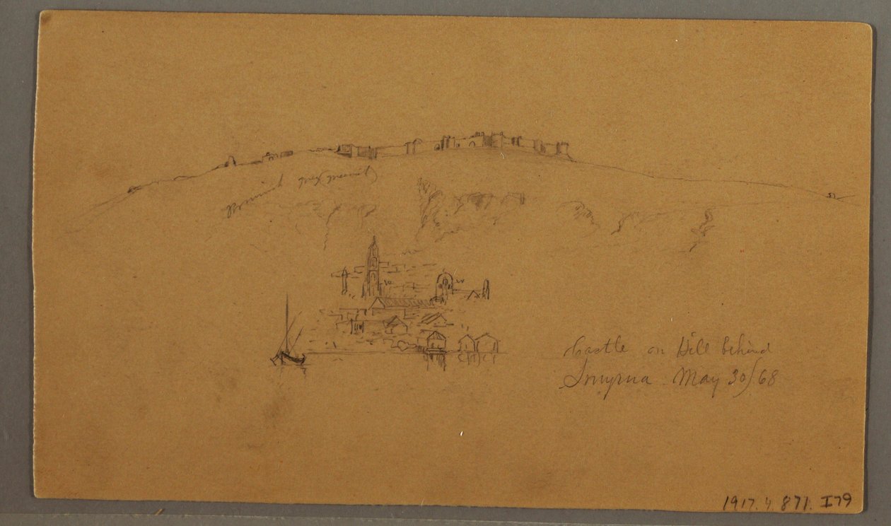 Castle, Minaret, Sailboats, House, May 1868