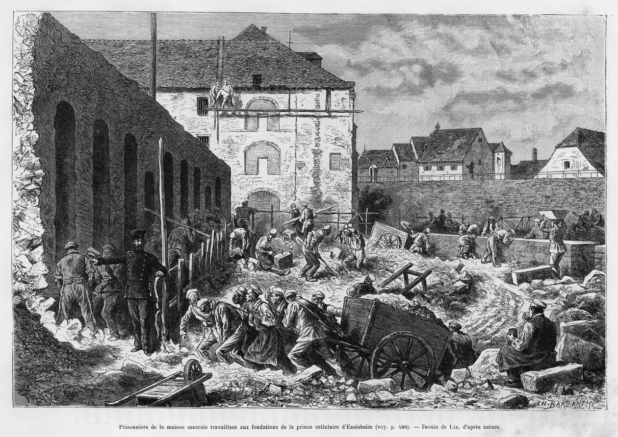 Prisoners of the central house working on the foundations of the ...