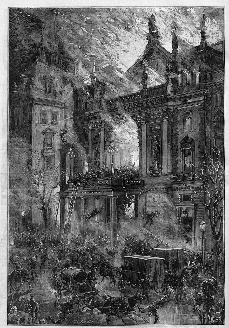 The Fire of the Opera Wiener Ringtheater in Vienna on 5 December 1881 ...