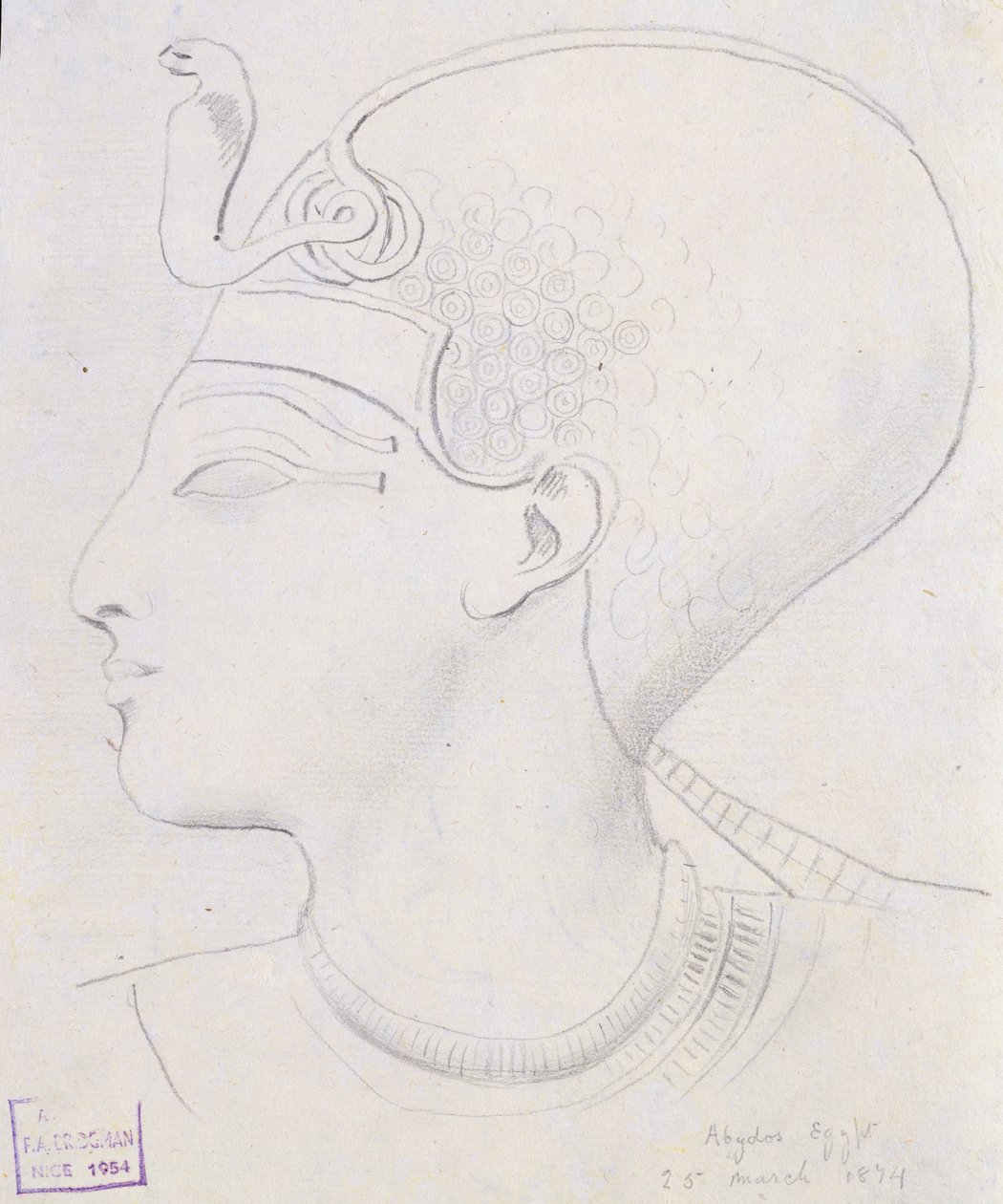 Study of a Relief of the Head of Seti I in the Temple of Seti I, Abydos