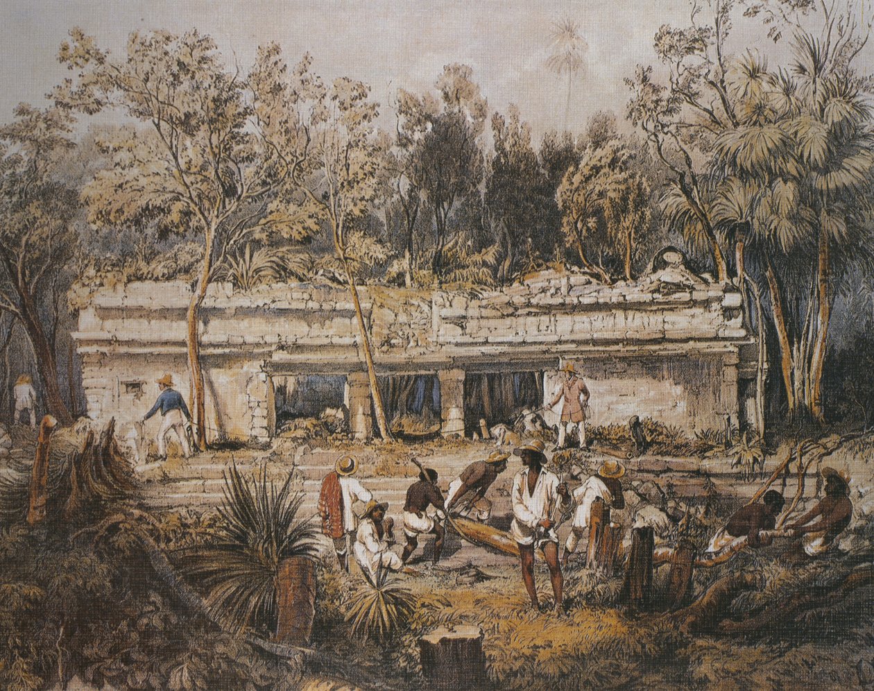 The archaeologists Frederick Catherwood and John Lloyd Stephens ...