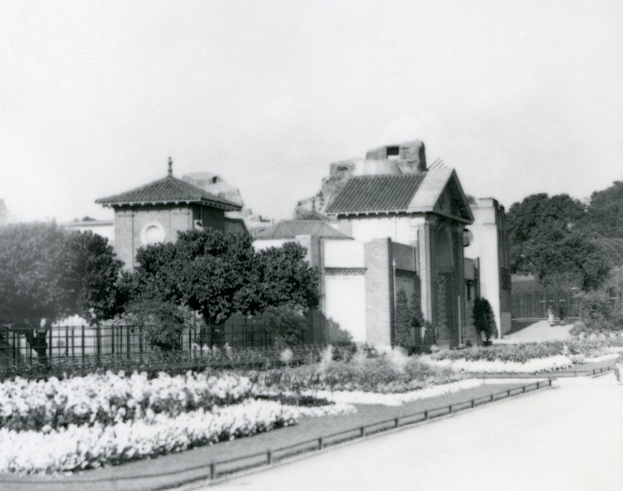 The Reptile House at London Zoo in 1928 with Formal Flower Beds Along ...