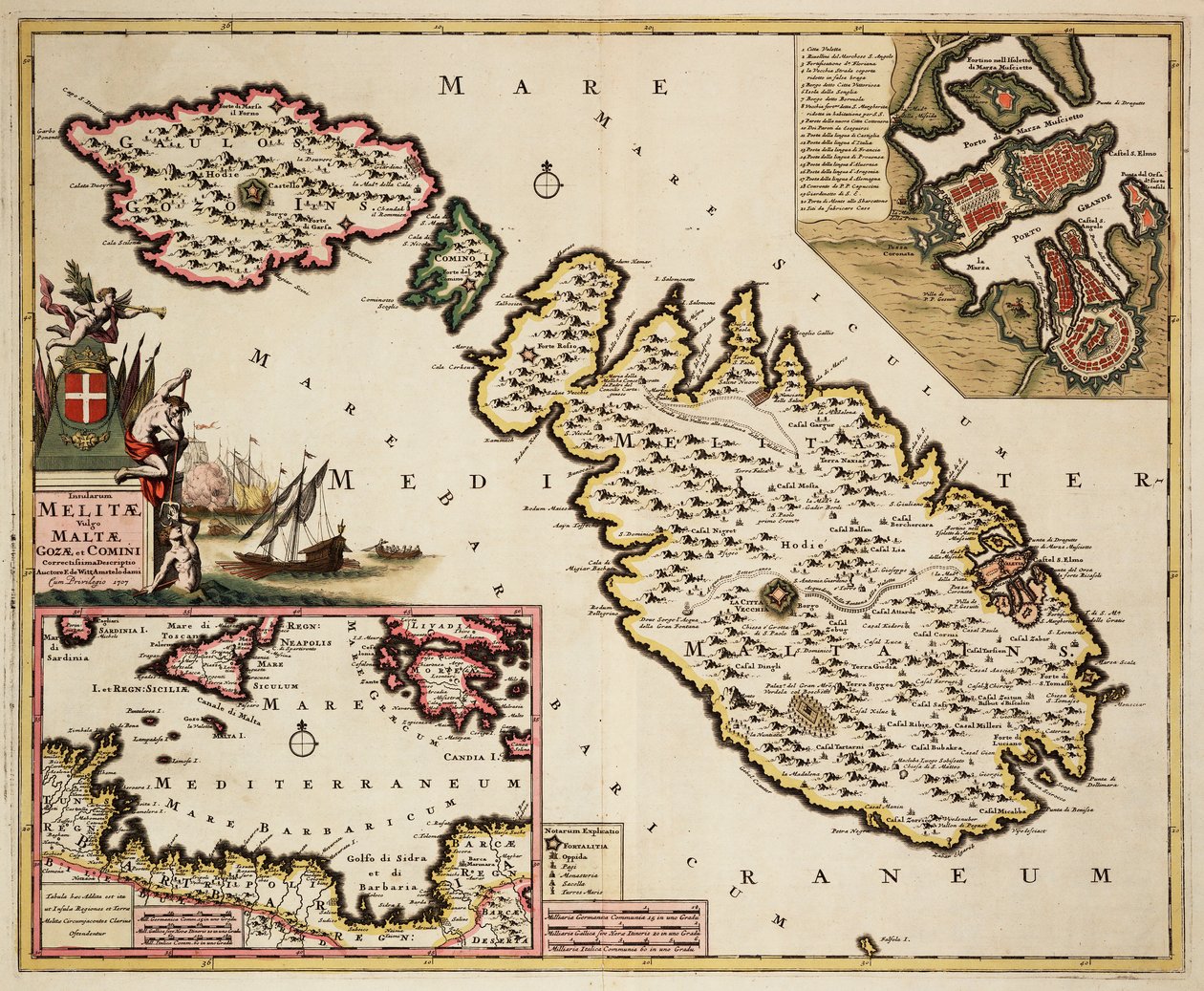 Map of Malta, Gozo and Comino by Frederick de Wit