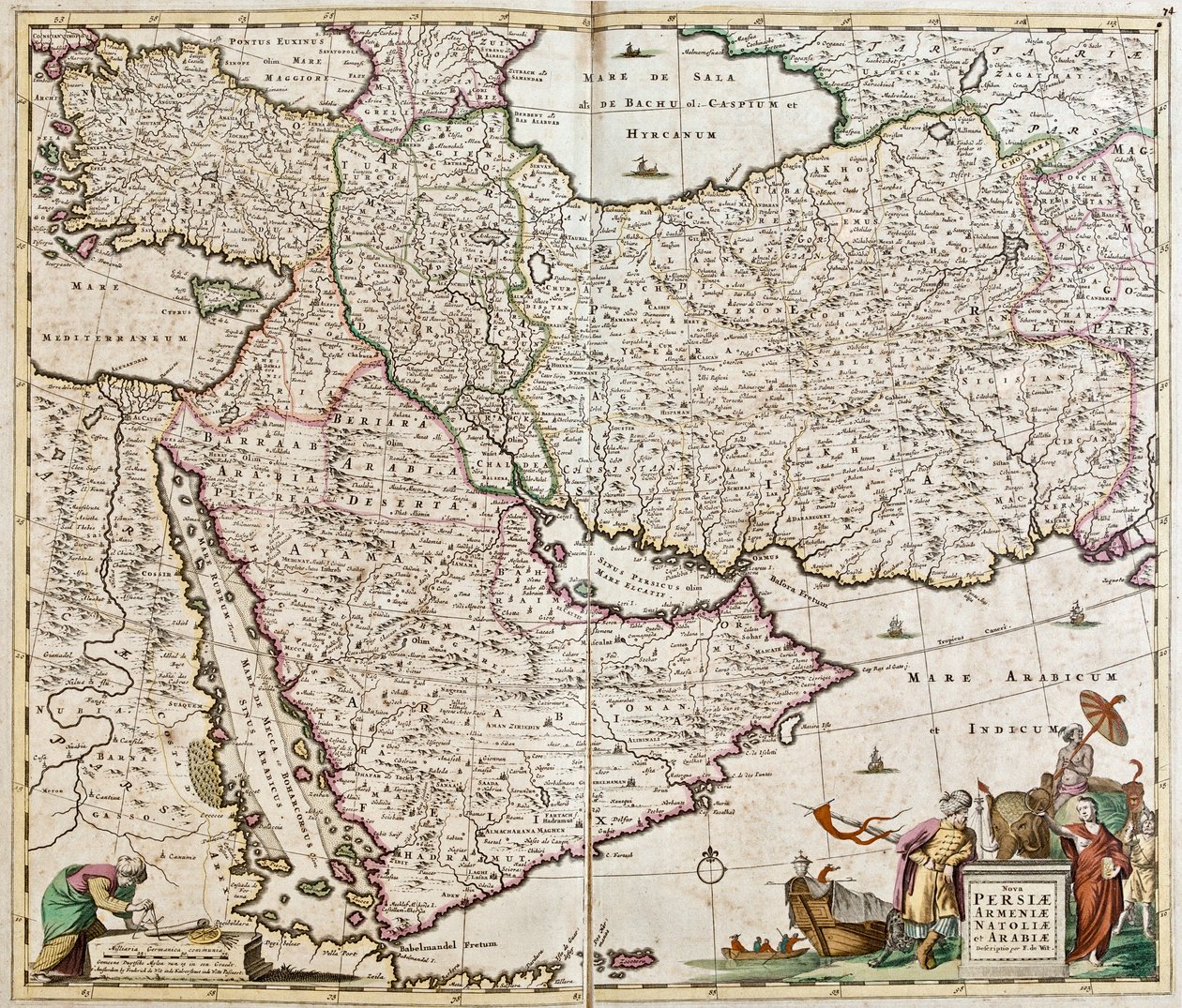 Map of Persia (Iran), Armenia, Anatolia (Turkey) and Arabia (Arabian ...