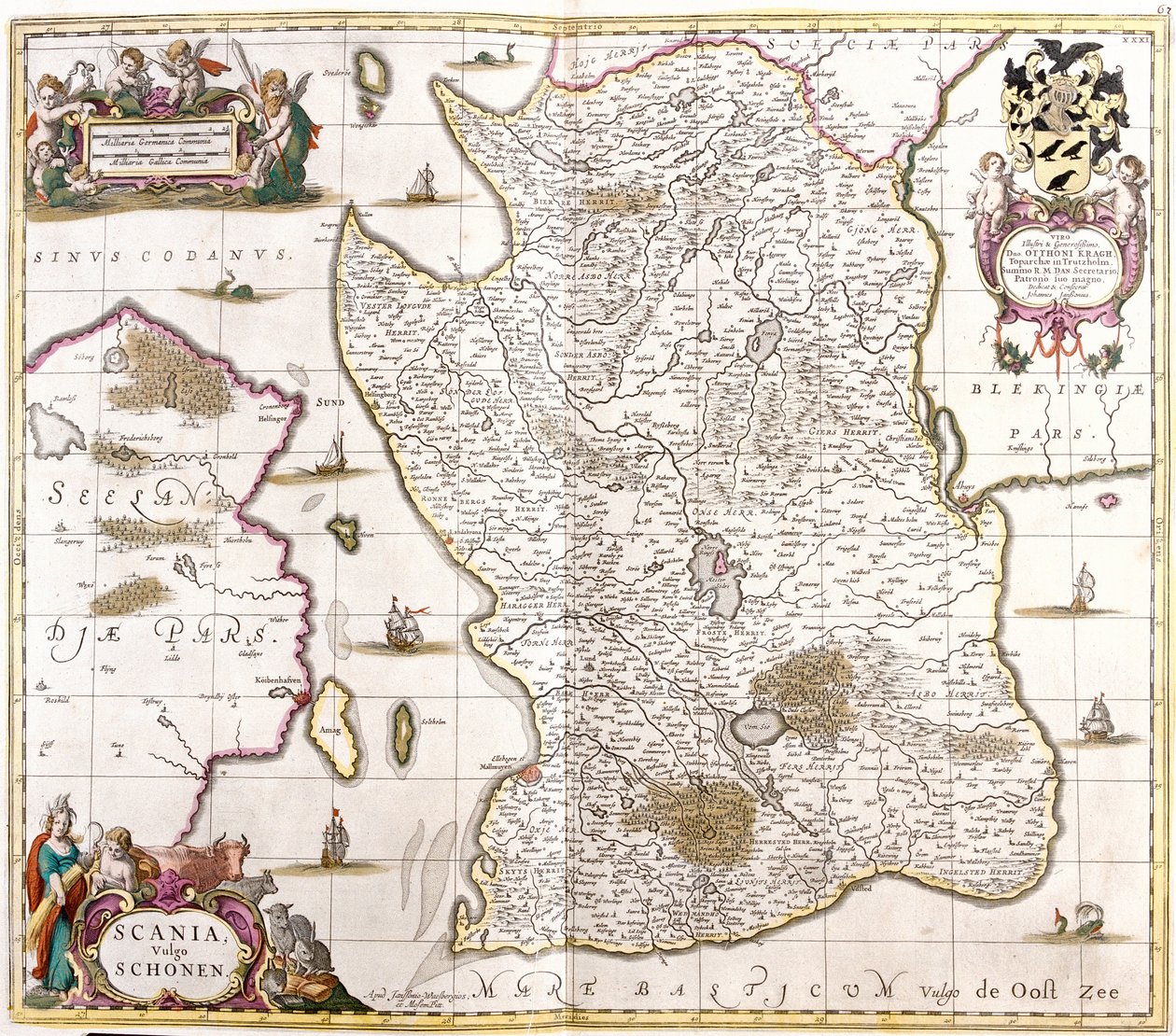 Map of Scania, Sweden by Frederick de Wit: Fine art print