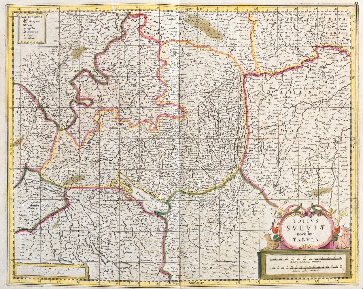 Map of Swabia (Germany) by Frederick de Wit