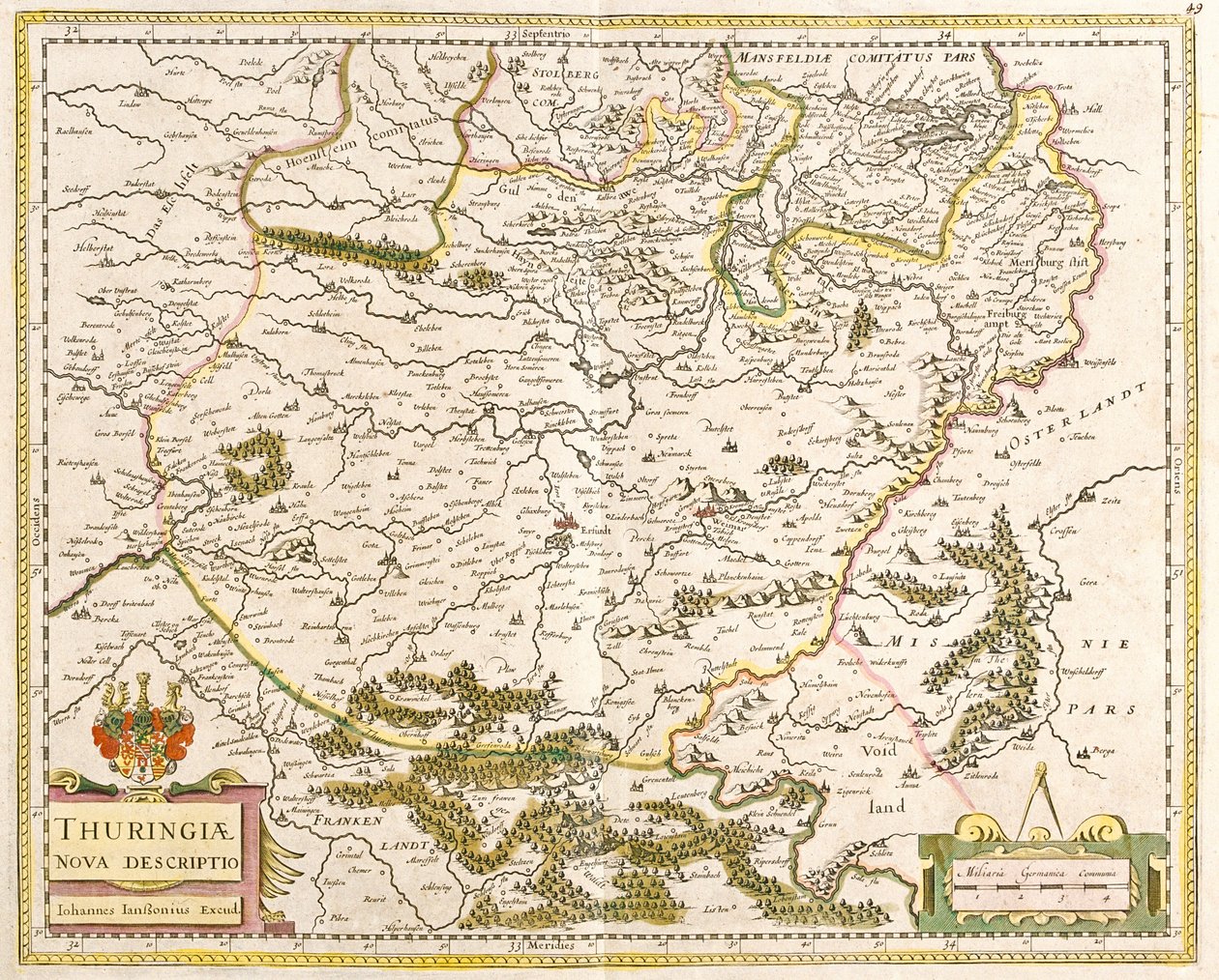 Map of Thuringia, Germany by Frederick de Wit