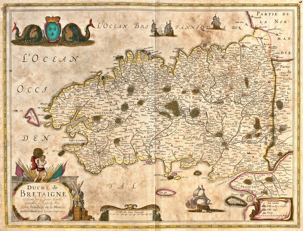 Map of the Duchy of Brittany, France by Frederick de Wit