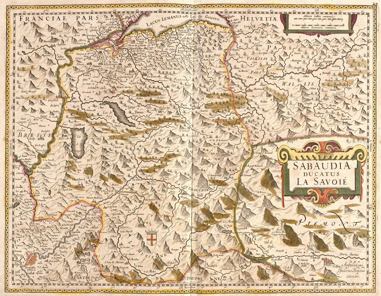 Map of the Duchy of Savoie, France by Frederick de Wit