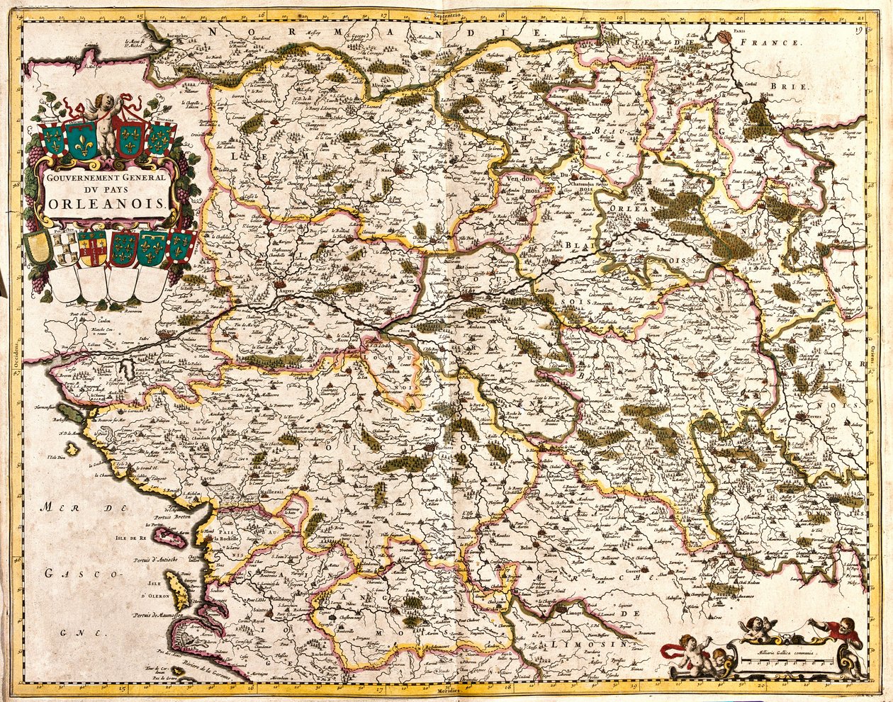 Map of the general government of the Orlean country, France