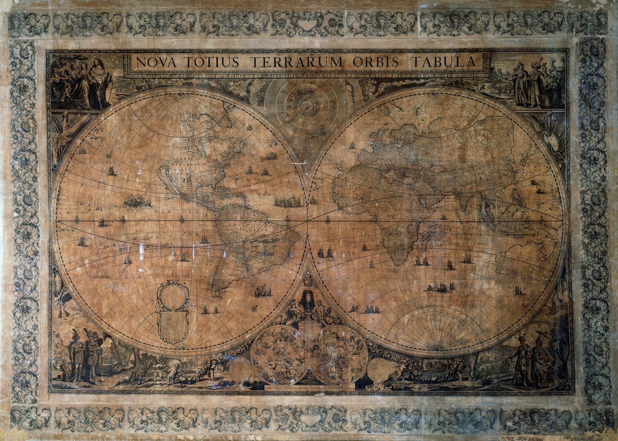 Nova Totius Terrarum Orbis Tabula, double hemisphere world map