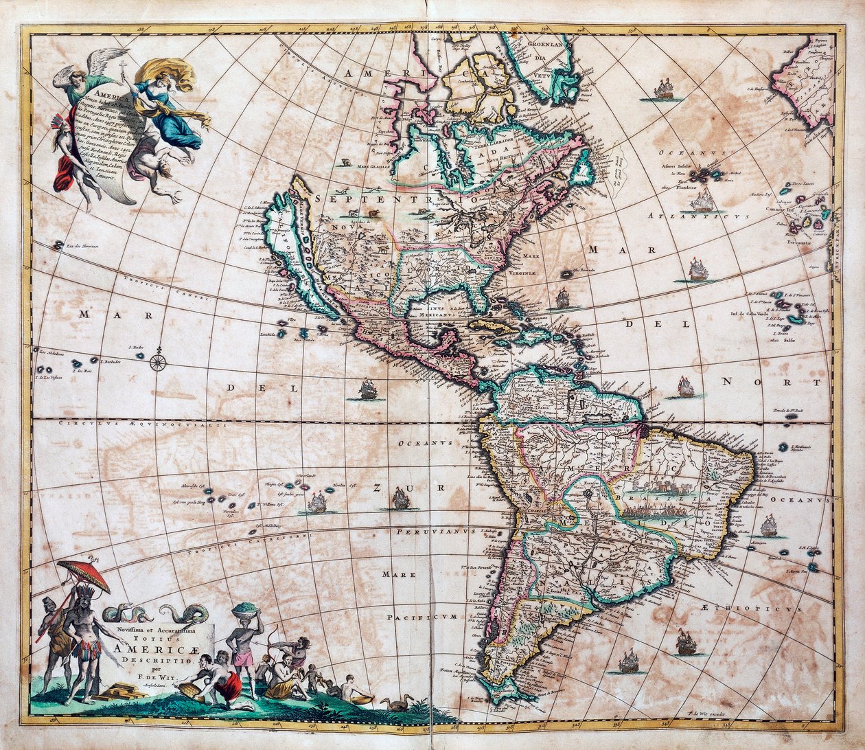 Map of Americas and Pacific, from Novissima et Totius Americae Accurate Descriptio