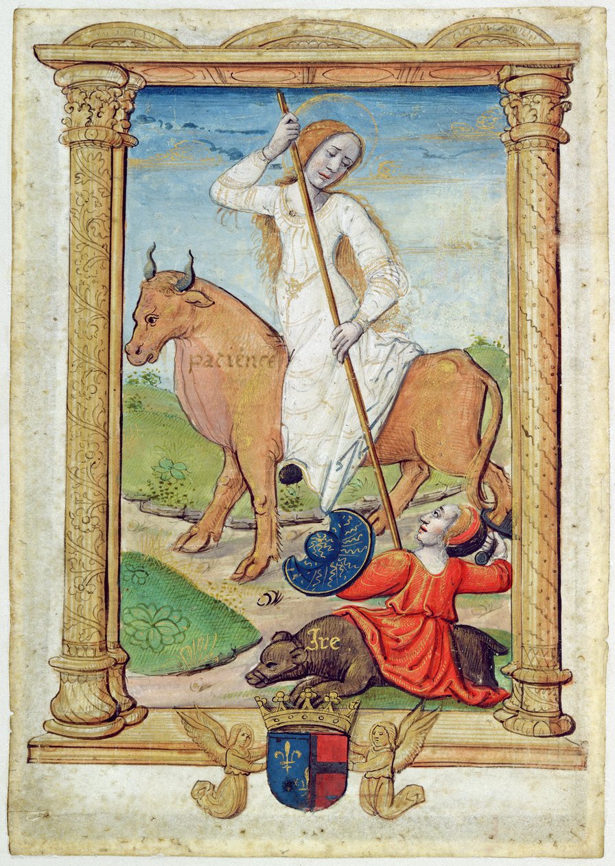 Patience Against Wrath, from 'Rondeaux des Vertus', created for Louis ...