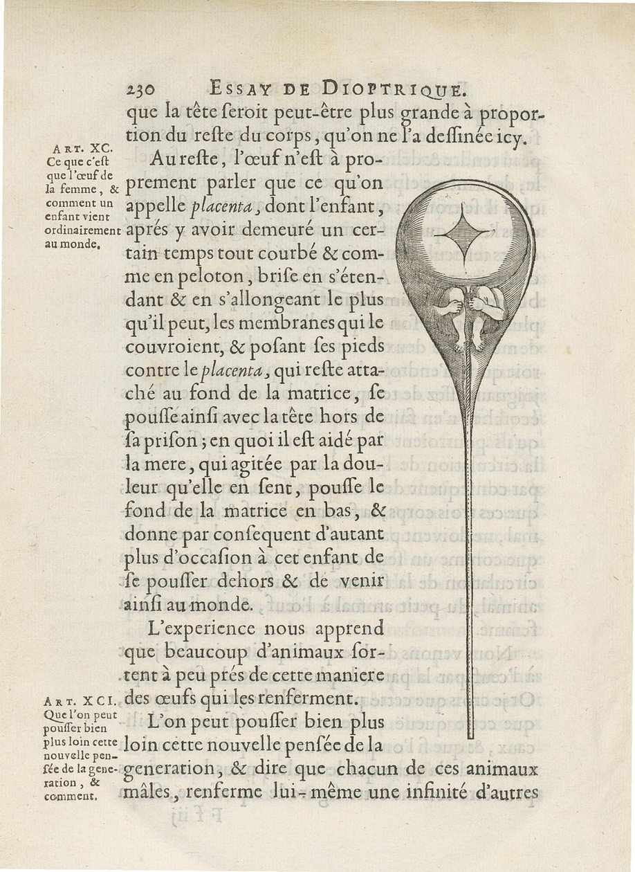 Homunculus depicted inside human sperm, from Essay de Dioptrique by ...