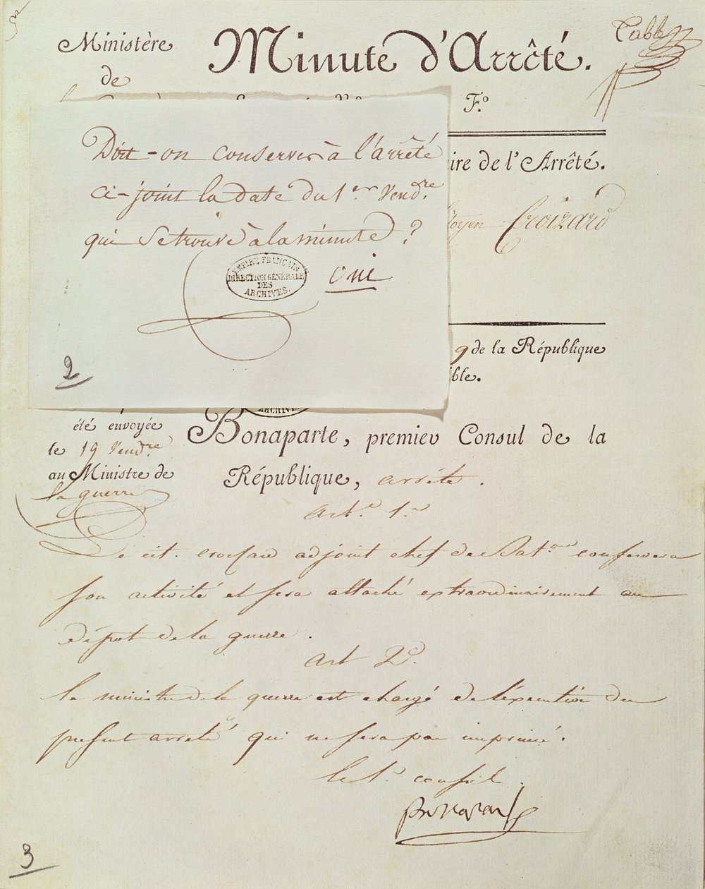 Official document signed by Napoleon I, 23rd September 1800