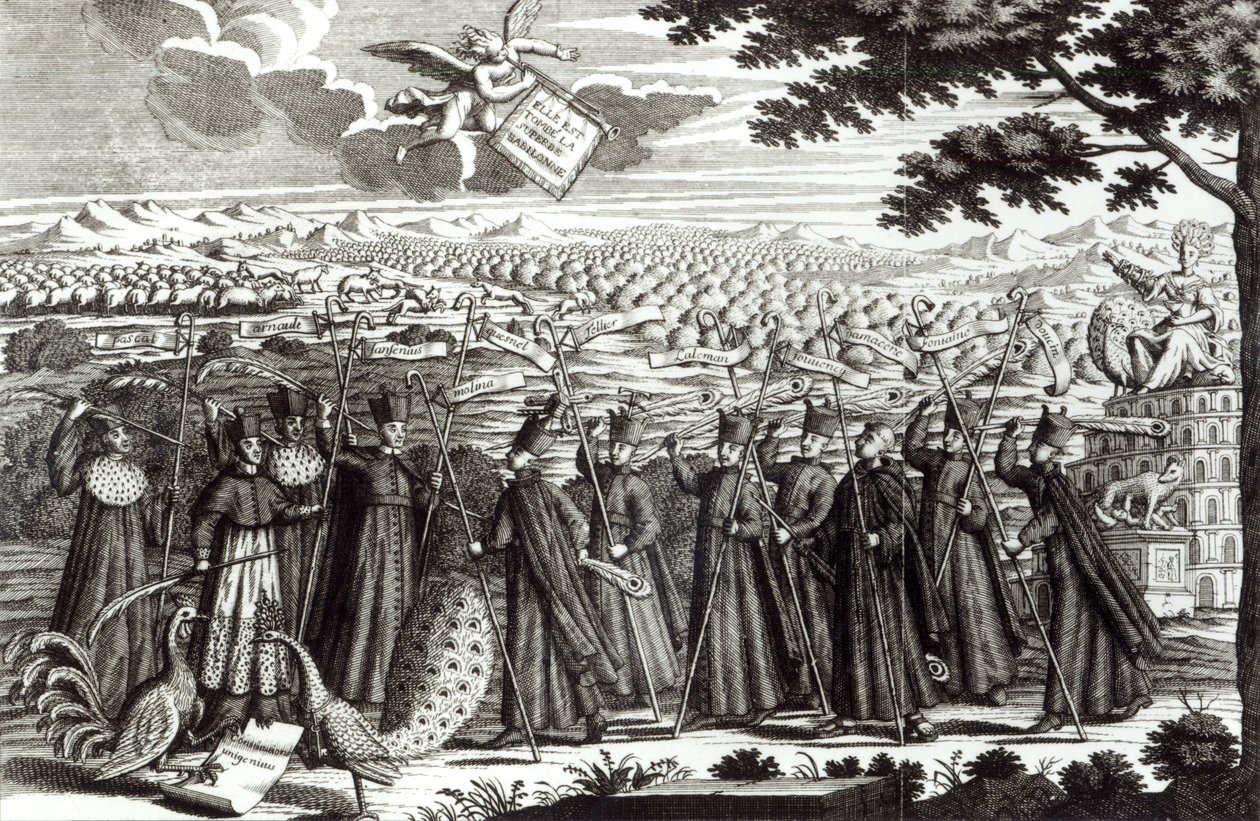 Satirical engraving depicting the Bull 'Unigenitus Dei Filius' and the ...