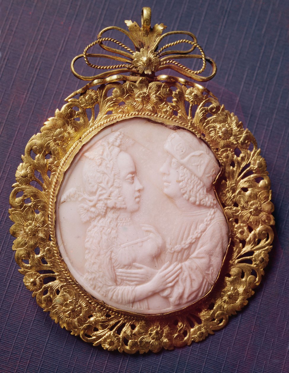 Cameo with two portraits by French School: Fine art print