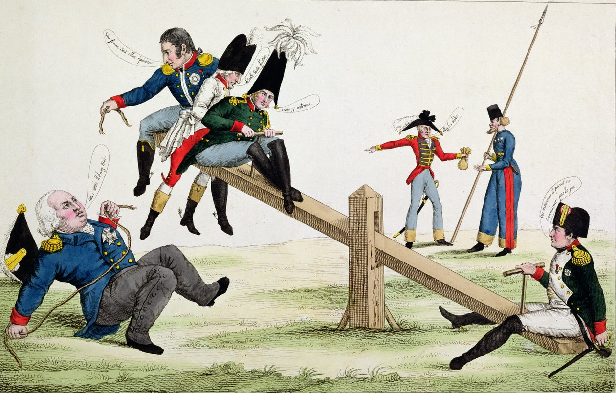 Caricature Depicting Louis XVIII, Napoleon, and the Allies at the Time ...
