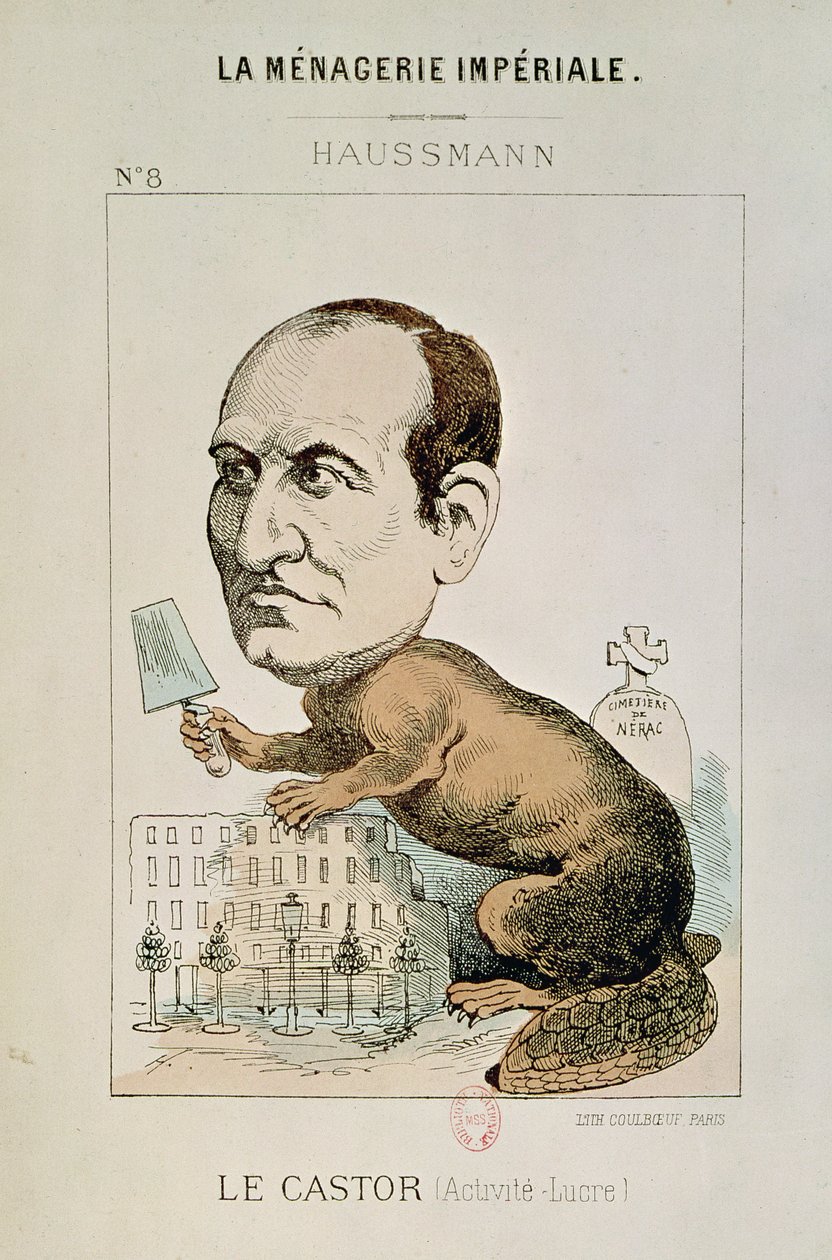 Caricature of Baron Georges Eugene Haussmann (1809-91) as a Beaver ...