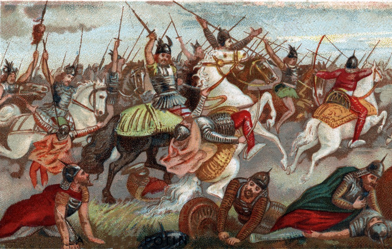 Charles Martel arresting the Muslims at the Battle of Poitiers in 732 ...