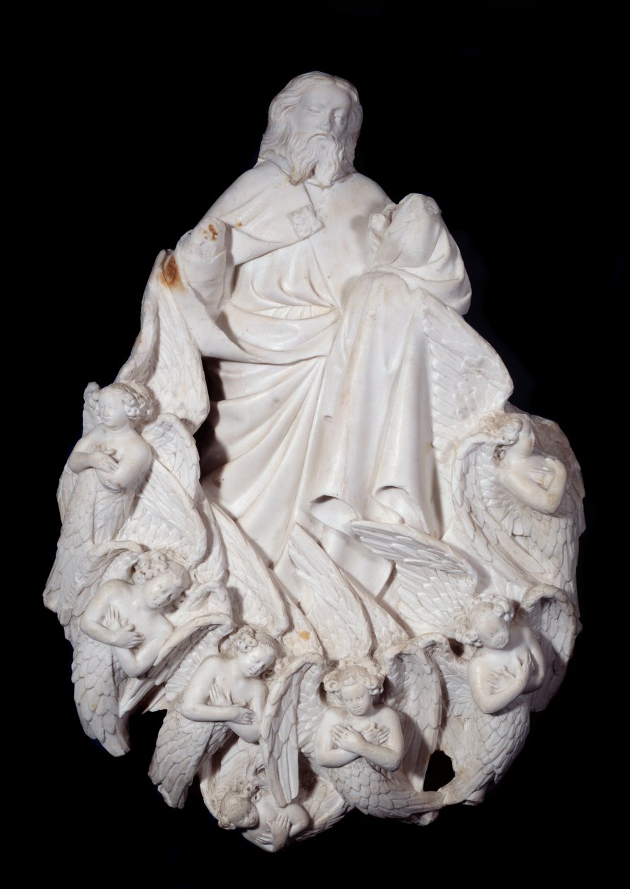 Christ surrounds angels. Marble sculpture, French school