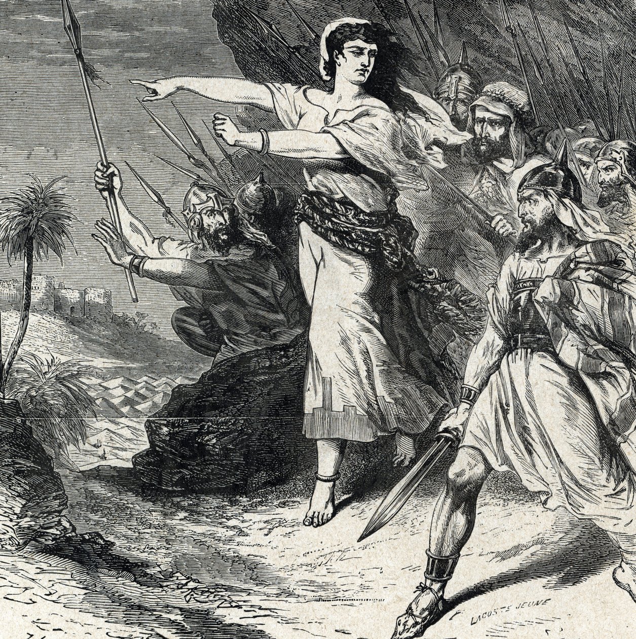 Deborah Leads the People of Israel to Fight (Engraving from 'Holy ...