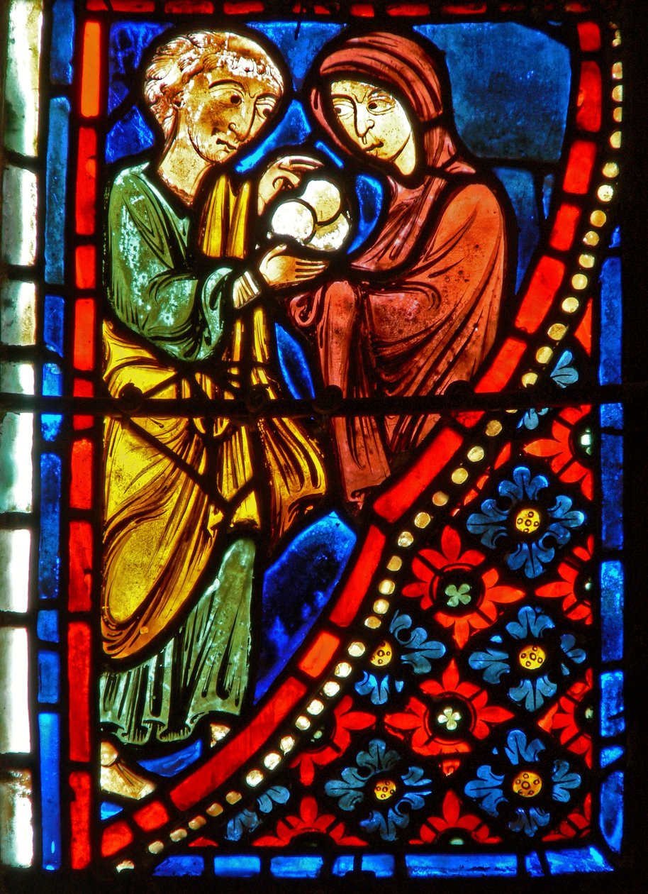 Window depicting scenes from the life of St. Mary the Egyptian (detail)