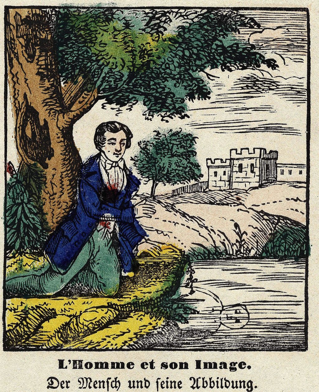 Fables of La Fontaine: Man and His Image. Image of Epinal, first half ...