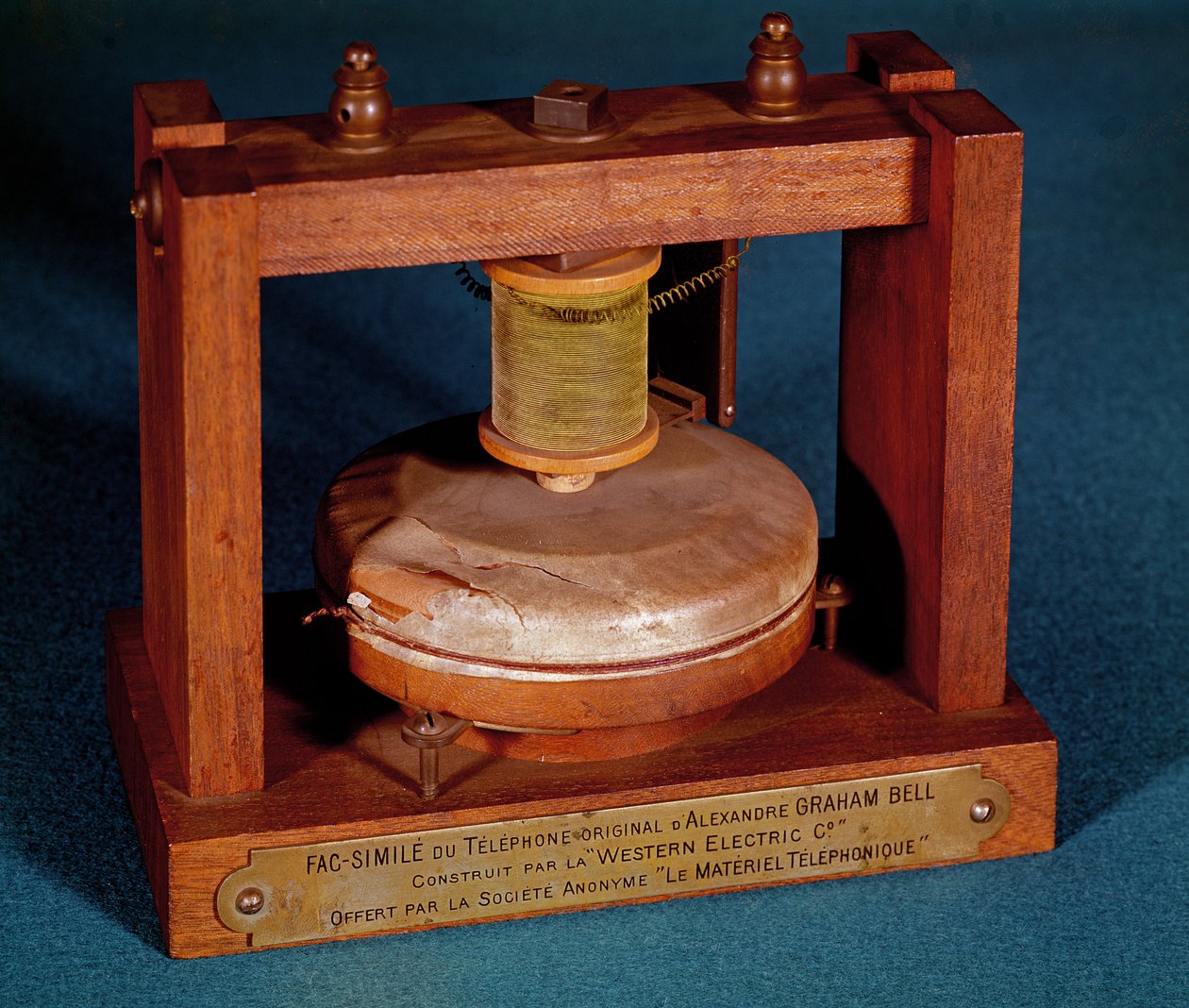 Facsimile of the telephone invented by Alexander Graham Bell made by ...