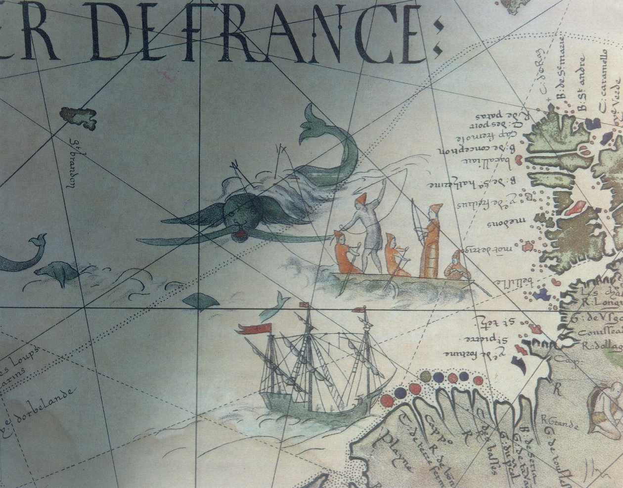Facsimile of Whaling and Isle of Saint Brandon, detail from a portolan ...
